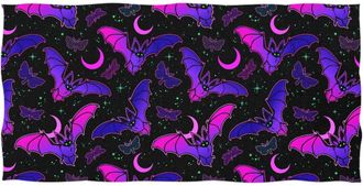 Mnsruu Strandtuch für Damen und Herren, violett, Fledermaus, Gothic, Strandtuch, extra groß, Strandzubehör für Schwimmen, Pool, Camping, Yoga, Fitnessstudio,