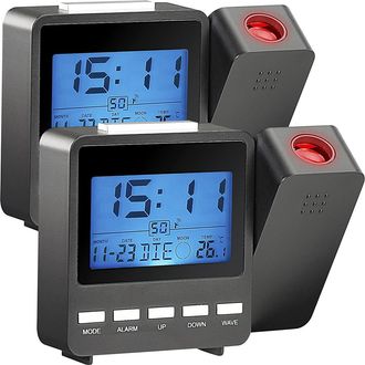 Pearl Wecker Deckenprojektion: 2er-Set Funk-Projektionswecker DAC-662.Beam mit Temperaturanzeige (Projektionswecker mit Netzteil, Projektions-Funkuhr-Wecker