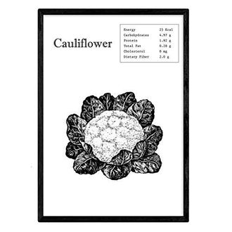 Nacnic affiche Cauliflower.L&aacute;minas de fruits et l&eacute;gumes en anglais. format A4