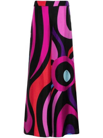 Pucci Seiden-Palazzohose mit Marmo-Print - Schwarz