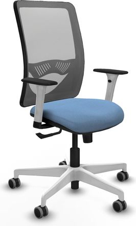 Piqueras y Crespo Blauer Schreibtischstuhl Zulema mit wei&szlig;en und schwarzen Armlehnen, h&ouml;henverstellbare Lendenwirbelst&uuml;tze, ausgestattet mit 3 Positionen und Schneidsch