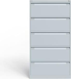Bisley Hängeregistraturschrank, doppelbahnig, DIN A4, 5 HR-Schubladen, Metall, 645 lichtgrau, Maße: H 1511 mm x B 800 mm x T:622
