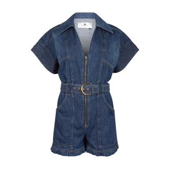 Elisabetta Franchi Denim Jumpsuit mit weiten &Auml;rmeln - - Jumpsuits & Playsuits - Damen - Blau - XS