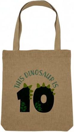 Fabulous Sac Shopping Tote Bag Aspect Lin - This Dinosaur is 10 Birthday Celebration Kids Party Gift Theme - Sac de Courses Toile Epaisse 360g Beige Naturel Ca