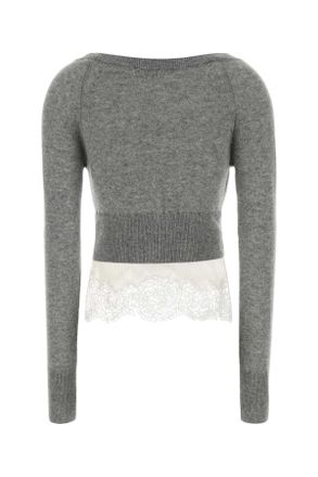 Ermanno Scervino Cashmere and Lace Cardigan - Gray