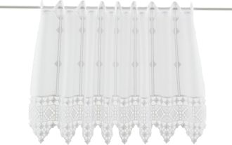 Florentina Footwear Scheibengardine geh&auml;kelter Abschlu&szlig; 30 cm hoch Wei&szlig; - Wunschbreite frei w&auml;hlbar durch gekaufte Menge in 16 cm Schritten - Meterware