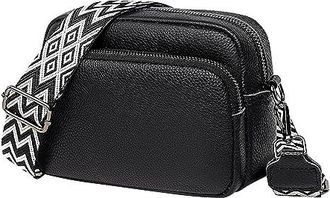 Generic Sac &agrave; bandouli&egrave;re tendance 2023 avec bandouli&egrave;re en cuir de vachette - Petit sac carr&eacute; pour ordinateur - Pour femme, Noir, taille unique