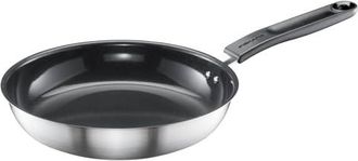 Fiskars Bratpfanne, Ø 24 cm, Beschichtete Pfanne, Für alle Kochfelder geeignet, Recycelter Edelstahl, Functional Form, Silber/Schwarz, 1072310