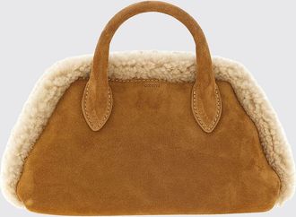 Coperni Mini sac &agrave; main bicolore en shearling avec bandouli&egrave;re amovible