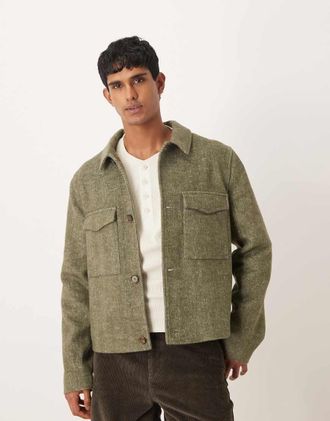 Asos Blouson Harrington avec poches plaqu&eacute;es - Vert