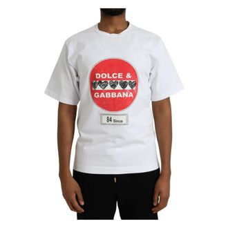 Dolce & Gabbana Amor Herz Crewneck T-Shirt - - Tops - Herren - Wei&szlig; - XS