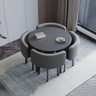 Generic Essgruppe in Tresenh&ouml;he, K&uuml;chen-Esstisch- und Stuhlset, 5-teilige Fr&uuml;hst&uuml;cksbar-M&ouml;bel mit 1 Tisch und 4 St&uuml;hlen