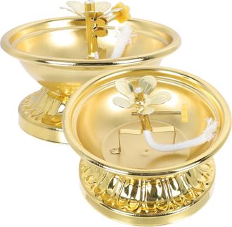 Cabilock 2 St&uuml;ck Teiliges Vintage Butterlampen Legierung Hohe Buddhistische &Ouml;lkerzen f&uuml;r Innenr&auml;ume Dekorative Kerosin Lampe f&uuml;r Tempel und Hausalt&auml;re Langlebi