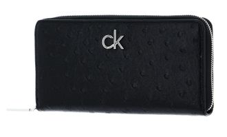 Calvin Klein Geldb&ouml;rse Re-Lock Slim Zip Around Wallet Logo Black schwarz