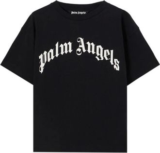 Palm Angels Homme, Tops, Noir, Taille: L T-shirt girocollo mezza manica logo