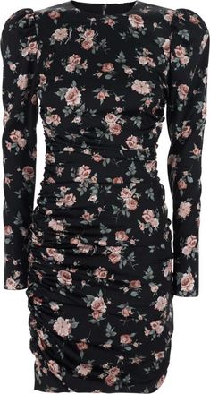 Dolce & Gabbana Femme, Robes, Noir, Taille: 38 FR Robe drap&eacute;e imprim&eacute; rose vintage