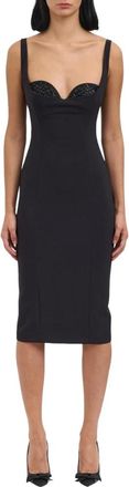 Elisabetta Franchi Femme, Robes, Noir, Taille: 42 FR Sleeveless Embellished Bust Sheath Dress