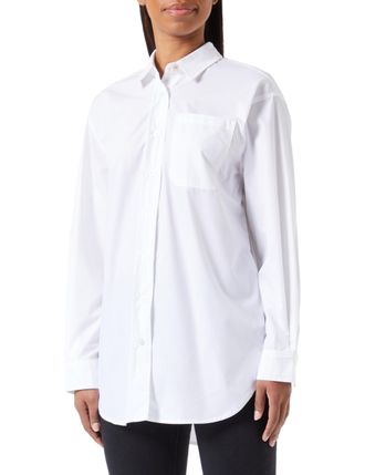 Kaffe Damen Oversized Fit Button Up Long Sleeves Chest Pocket Shirt, Weiß (Optical White), 42