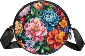 Generic Sac &agrave; bandouli&egrave;re rond pour femme, sac &agrave; bandouli&egrave;re rond d&eacute;contract&eacute; avec fermeture &eacute;clair et bretelles r&eacute;glables Rouge vif