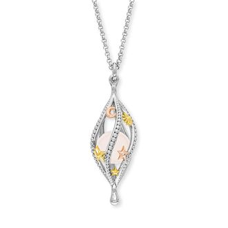 Engelsrufer Damen Halskette aus Sterling Silber und Universe Anh&auml;nger mit Sonne Mond & Sterne Symbolen - gef&uuml;llt mit einer Rosenquarz Kugel - Karabinerverschluss