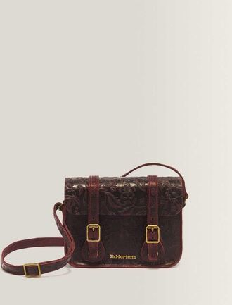 Dr. Martens Floral Emboss Crazy Horse Leder Umh&auml;ngetasche Xx Cm in Rot