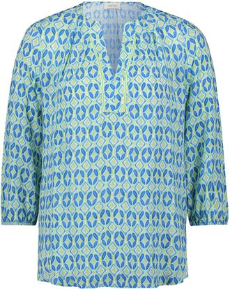 Cartoon Damen Casual-Bluse mit Muster 36, Green/Blue