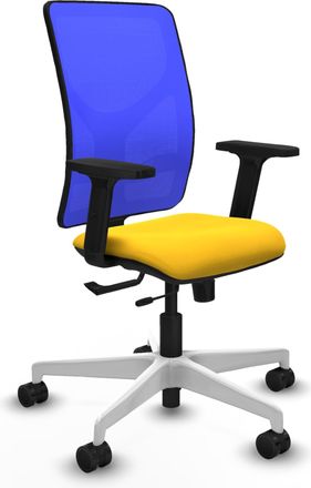 Piqueras y Crespo B&uuml;rostuhl mit 2D-Armlehnen, h&ouml;henverstellbare Lendenwirbelst&uuml;tze, ausgestattet mit Synchron/Translack und Schneideschaum, Blau/Gelb