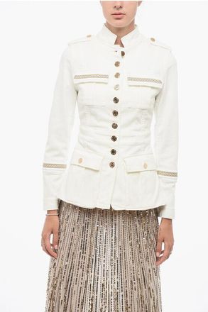 Elisabetta Franchi Denim Saharan Jacket with Lurex Details size 40