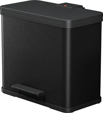 Hailo Öko trio Plus L Tret-Mülltrenner - freistehender 3 x 9 Liter Dreifachmülleimer aus Stahlblech - Mülltrennsystem mit soft close Deckel - 3-fach Abfallt