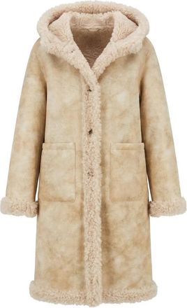Montereggi Manteau en peau lain&eacute;e r&eacute;versible avec moufles - Femme - Vestes - Beige - Taille: 42 FR
