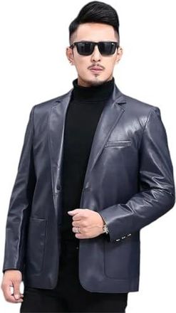 Generic Blazer léger en peau de mouton pour homme - Style décontracté - Respirant - Coupe ajustée, bleu, XXL