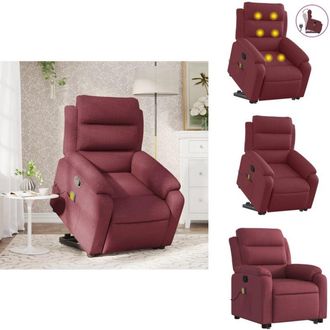 vidaXL Massagesessel mit Aufstehhilfe Weinrot Stoff - Massage Stuhl - Relaxsessel - Fernsehsessel - Elektrischer Liftstuhl - Ergonomischer Sessel - Home &