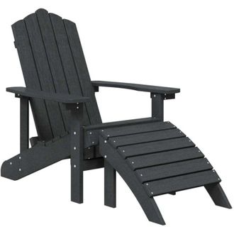 vidaXL Adirondack-Gartenstuhl mit Fu&szlig;teil HDPE Anthrazit vidaXL