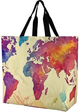 Generic Carte Color&eacute;e Sac Cabas L&eacute;ger Tote Bag Grand Sac A Main Femme Pour Travail Voyage Universit&eacute;