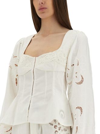 Marine Serre Upcycled Cotton Blouse - White