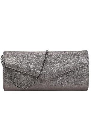 Buffalo Secco Glitter Dark Grey, Pochette Femme, Gris