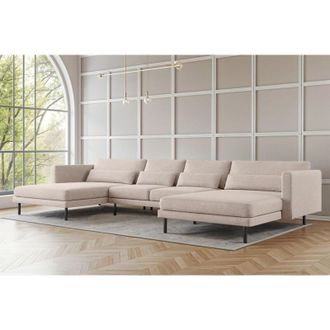 Fun M&ouml;bel Wohnlandschaft U-Form Sofa agada in Stoff Verita Beige