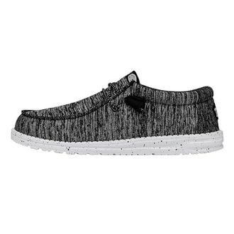 HeyDude Wally Sport Knit - Chaussures pour Hommes - Baskets avec Semelles Confortables - Style Mocassin, Black/White, 41
