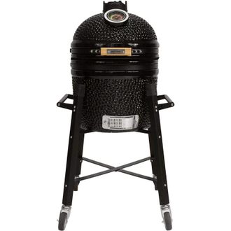 Patton Kamado barbecue c&eacute;ramique 15 - Surface de cuisson 33,5 cm - Thermom&egrave;tre XL int&eacute;gr&eacute; - Pour grillades et fumage