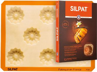 Silpat ES-02462-99 Perfect Fluted Cake Mold Geriffelter Mini-Kuchen, Silikon, 38 Pints, Hellbraun