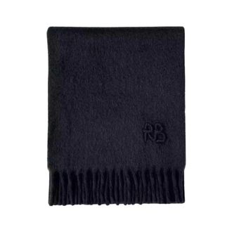 Ruslan Baginskiy Schwarzer Fransenschal mit Logo - - Accessories - Damen - Schwarzk - ONE SIZE