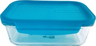 Tupperware Premiaglas 1,0 L Premia Glas transparent t&uuml;rkis Backofenfest (ohne Grill) auch f&uuml;r Mikrowelle und Gefrier