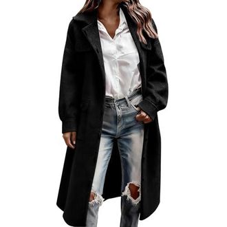 Generic Manteaux en laine pour femme - Col à revers cranté - Simple boutonnage - Manteau dhiver chaud en laine - Trench classique - Style trapèze élégant - Vê