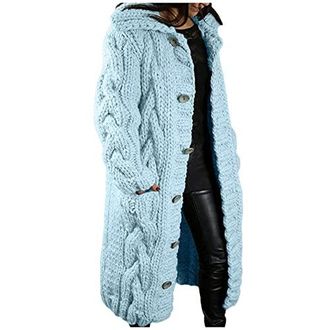 Generic Femme Hiver Cardigan Long Tricot Veste Ouvert &Eacute;pais Manches Longues Pull Gilet Chaud Capuche Manteau Sweater Chandail Outwear Sweat Automne/Hiver Chan