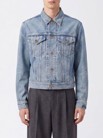 Celine Gebleichte Jeansjacke mit aufgesetzten Taschen und Metallkn&ouml;pfen