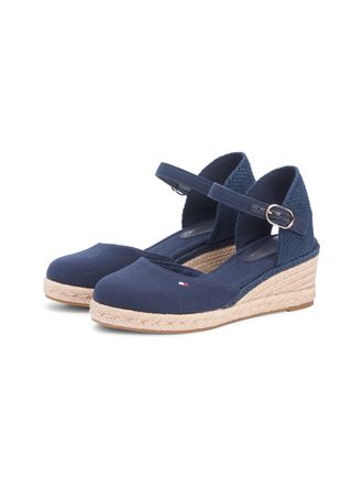 Tommy Hilfiger Keilsandalette TOMMY HILFIGER MID WEDGE ESPAD CLOSED TOE, Damen, Gr. 40, dunkelblau, Leder, Textil, Schuhe, Plateau, Sommerschuh mit verstellbarer Sch