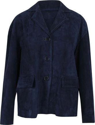 Salvatore Santoro Femme, Vestes, Bleu, Taille: 40 FR Veste en cuir su&eacute;d&eacute; simple boutonnage