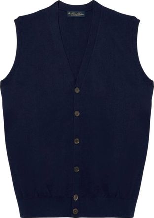 Brooks Brothers Gilet Boutonn&eacute; - Homme - Pulls - Bleu - Taille: M