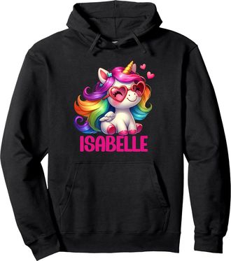 BDAZ Isabelle Personalisierter Name Buntes Einhorn Frauen Mädchen Pullover Hoodie