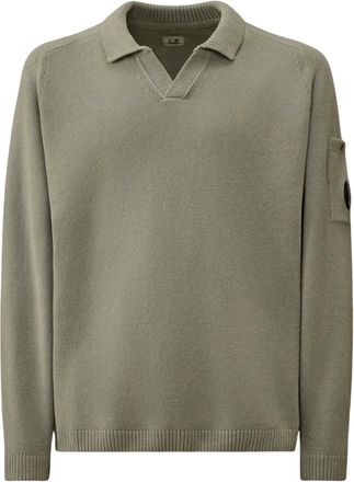 C.P. Company C.p. Company, Homme, Pulls, Vert, Taille: XL Cotton Chenille Polo Lens Sweater